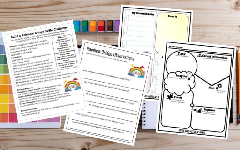 Rainbow Bridge STEM Challenge - Bridge Building Activity for Kids