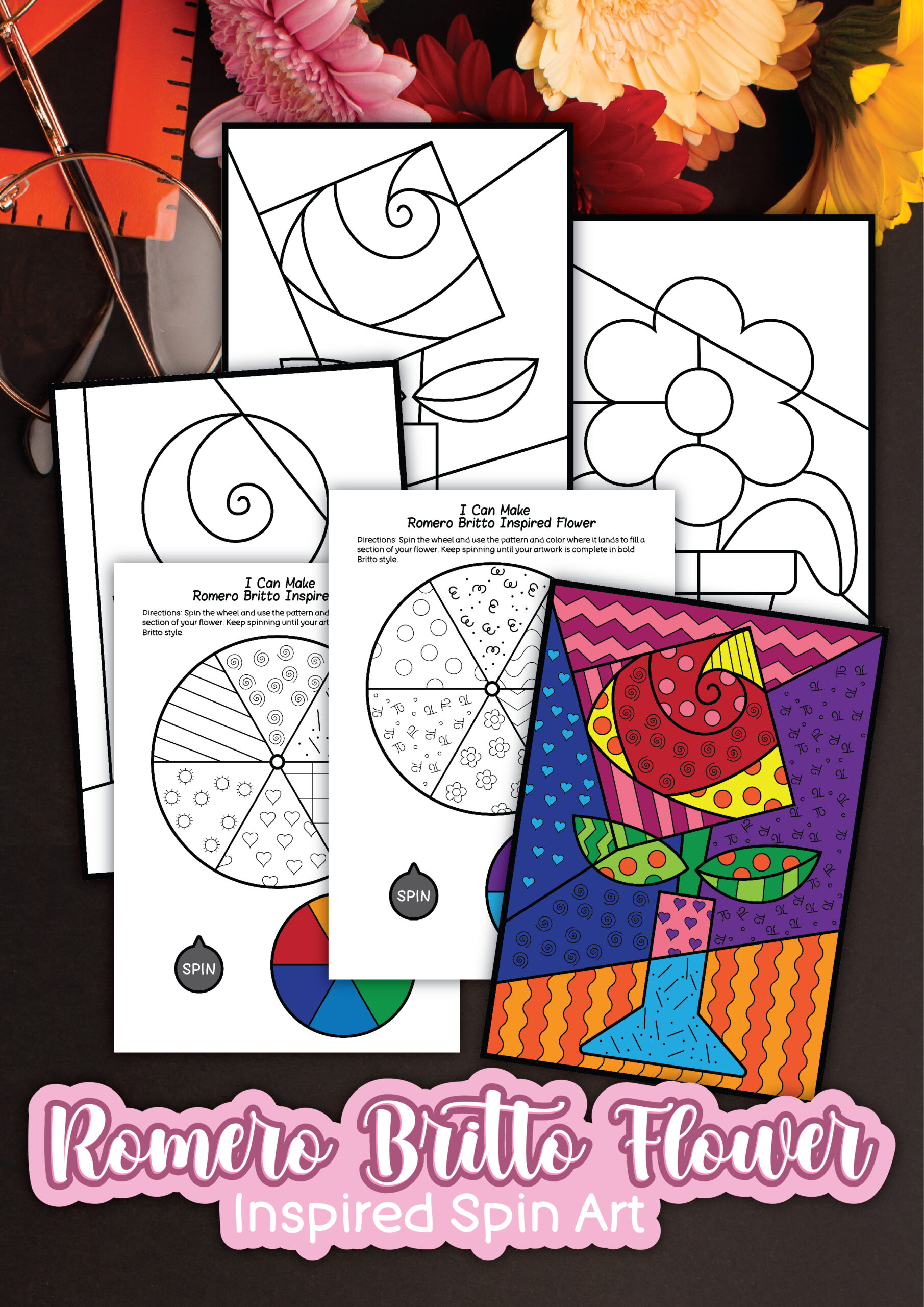 Romero Britto Art for Kids (Easy Pattern Flower Project)