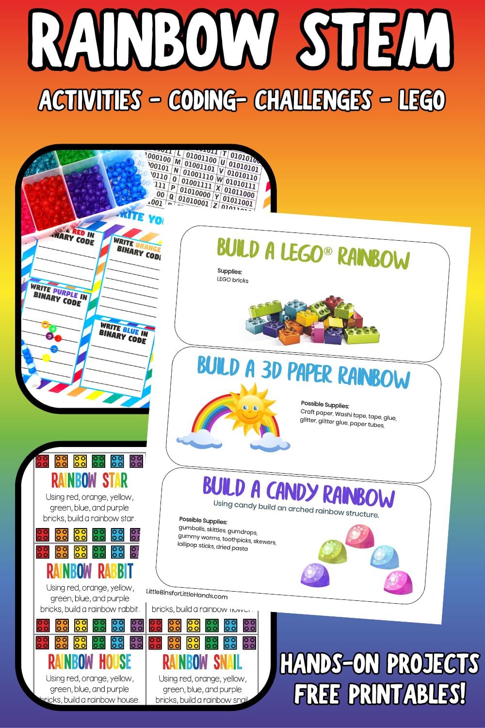 Rainbow STEM Challenges for Kids (FREE Printable Pages)