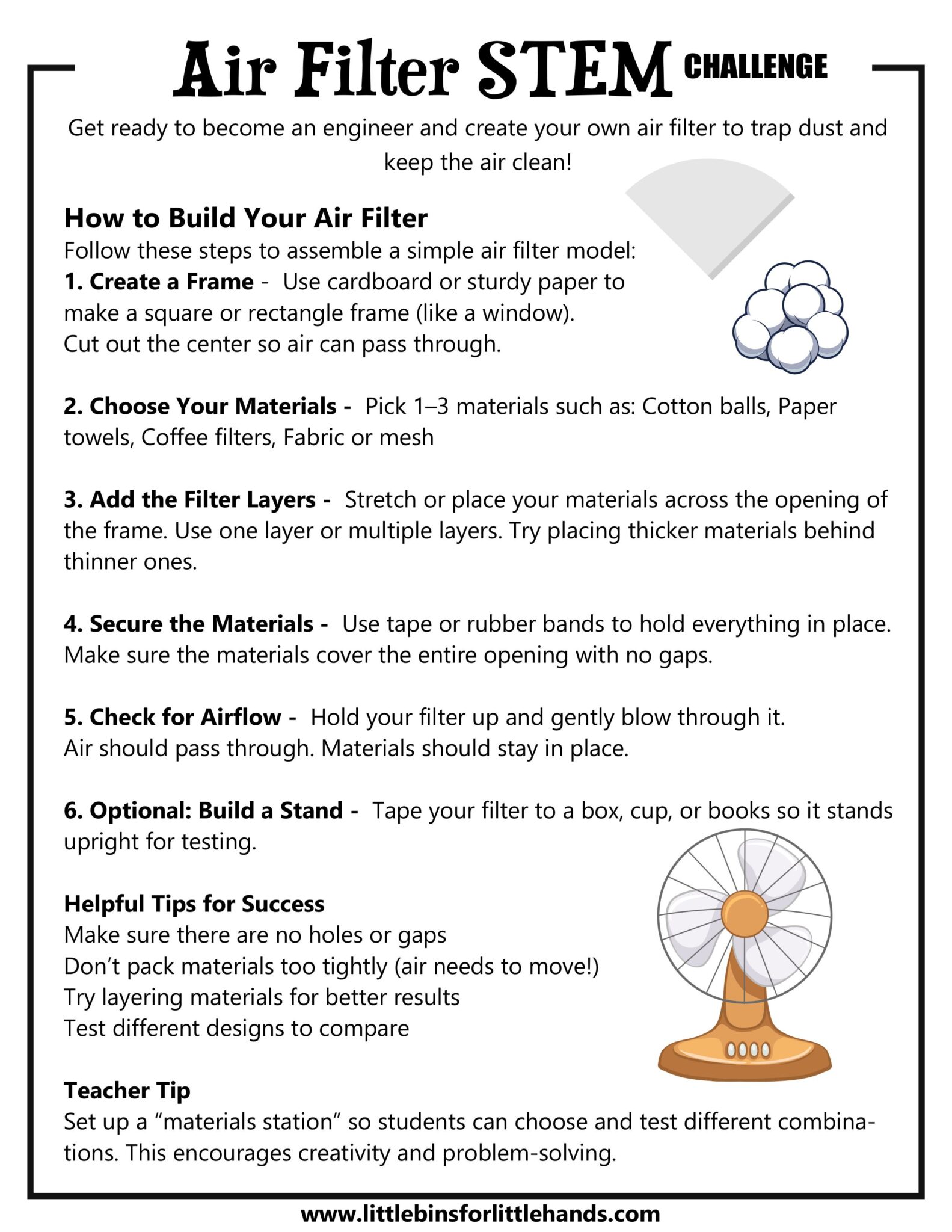 Air Filter STEM Challenge for Kids (Air Pollution Activity)