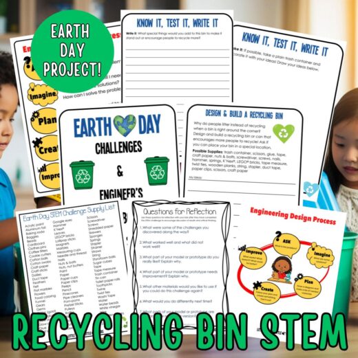 Recycling Bin STEM Challenge for Kids (Free Printable)